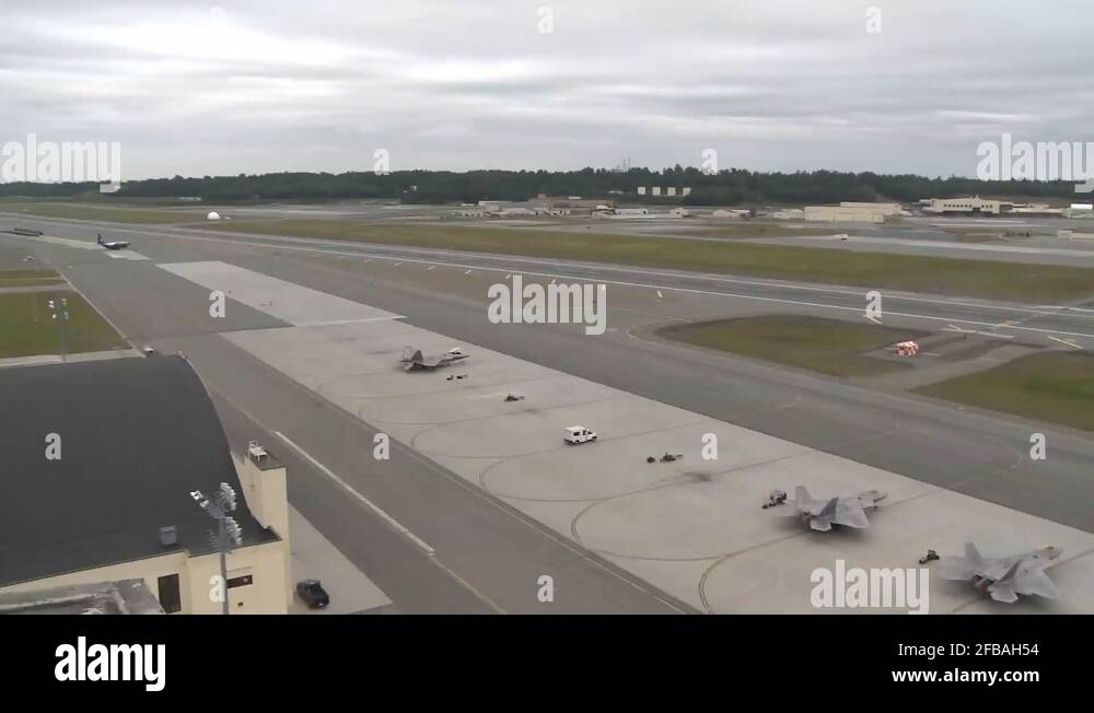 Scene of F-22 Raptor on the flight line at Joint Base Elmendorf - 2010 ...