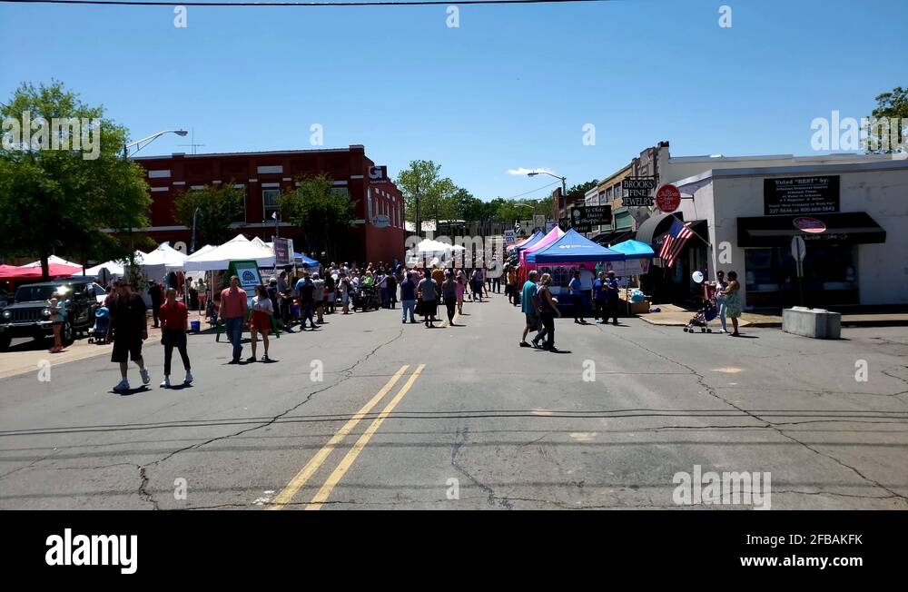 A crowd of people attending the Toad Suck Festival in Downtown Conway ...