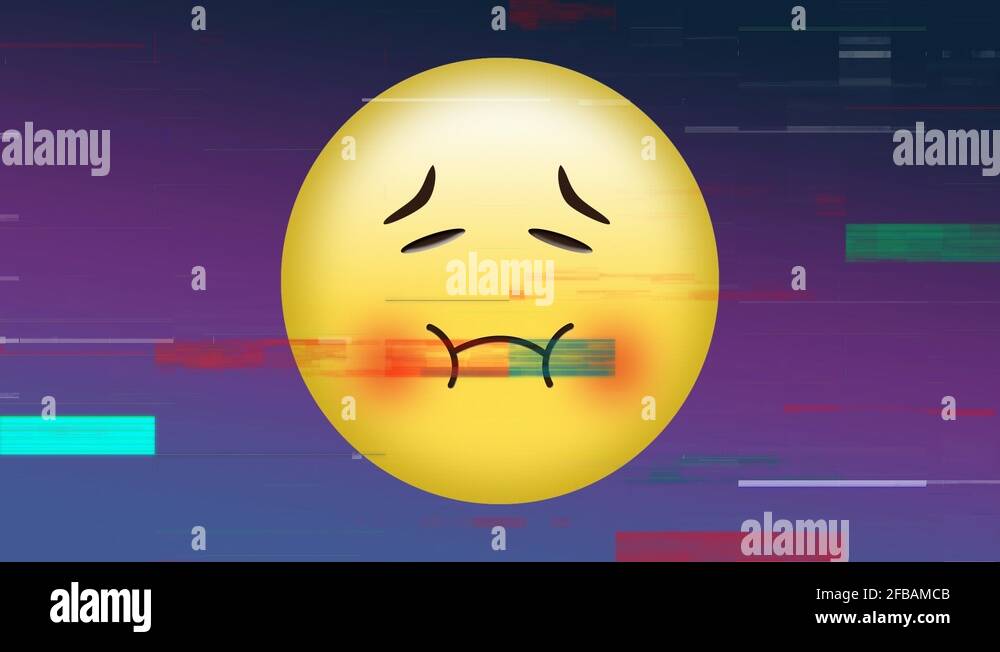 Sad face emoji with pixel noise Stock Video Footage - Alamy