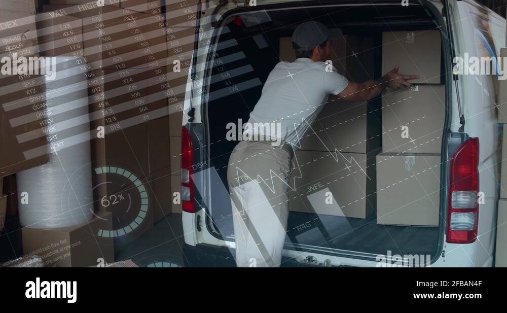 Deliveryman loading boxes in a van 4k Stock Video Footage - Alamy