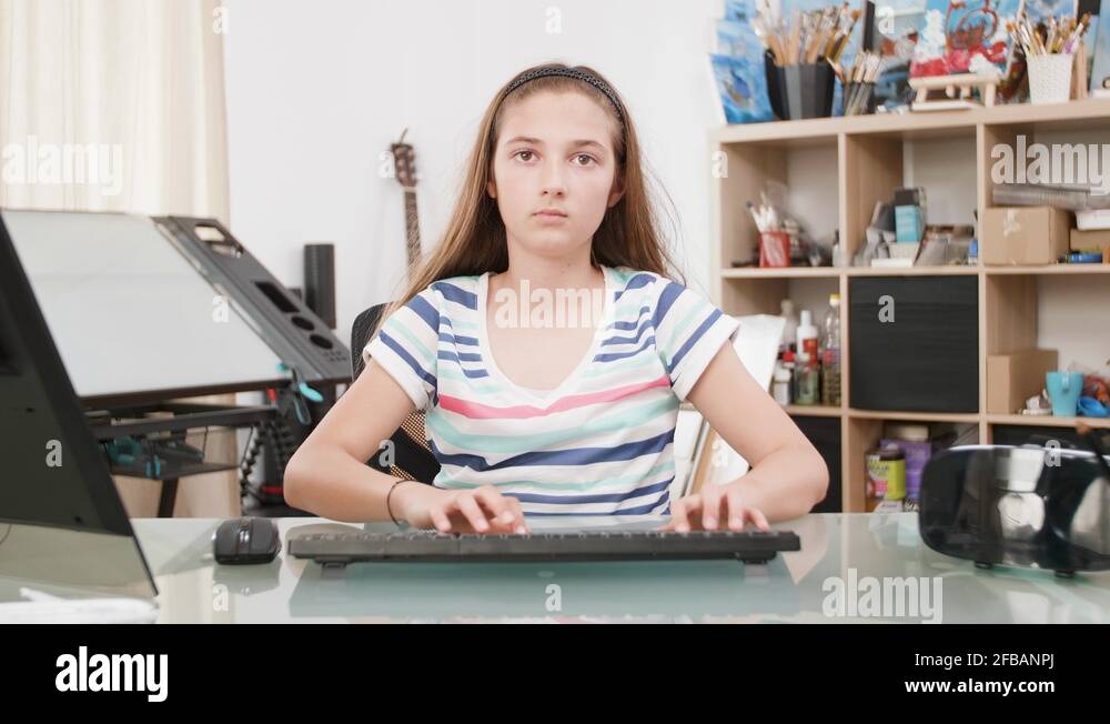 Portrait teenage girl typing Stock Videos & Footage - HD and 4K Video ...
