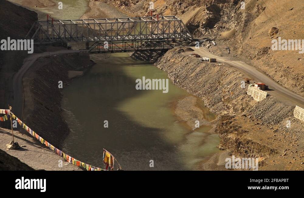 A bridge connecting two sides of Indus river Stock Video Footage - Alamy