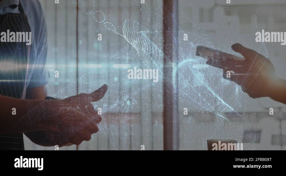 Cashier scanning a code on customer phone 4k Stock Video Footage - Alamy