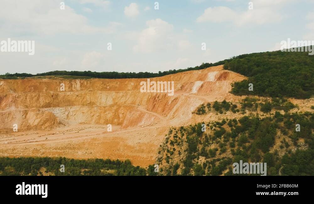 Rotaryement areial footage from the top of the hillside mine place ...