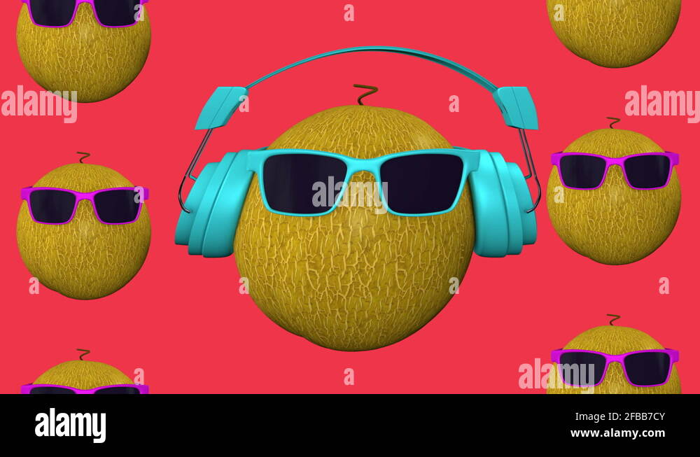 3D animation looped of fancy melons. Dancing of fresh melons with ...