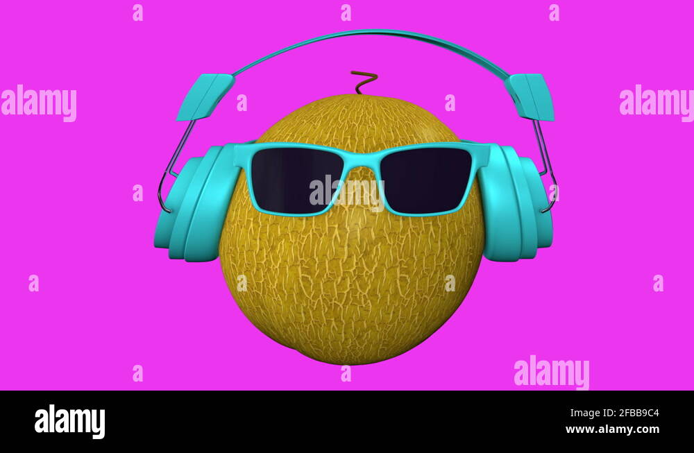 3D animation looped of fancy melon. Dancing of fresh melon with ...