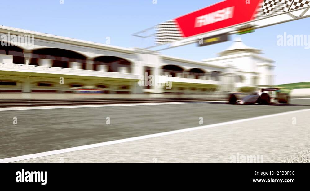 Formula One Racing Car Crossing Finish Line - 4K 3D Animation Stock ...