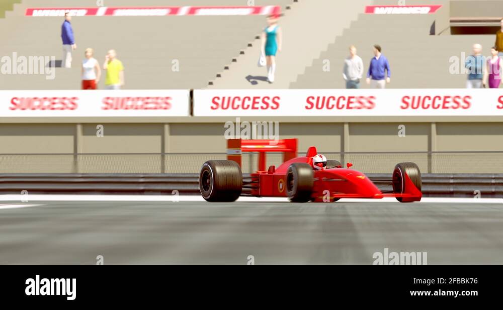 Formula One Racing Car Crossing Finish Line And Winning - 3D Animation ...