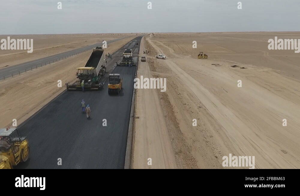 Infrastructure of Saudi Arabia. Aerial view of the construction of ...