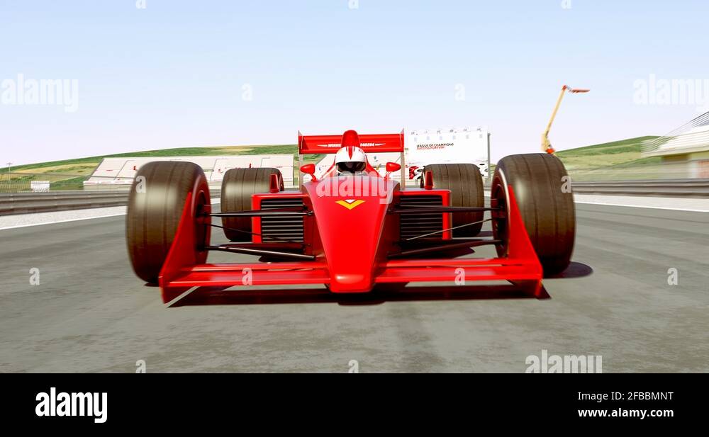 Formula One Racing Car Crossing Finish Line And Winning The Race Stock ...