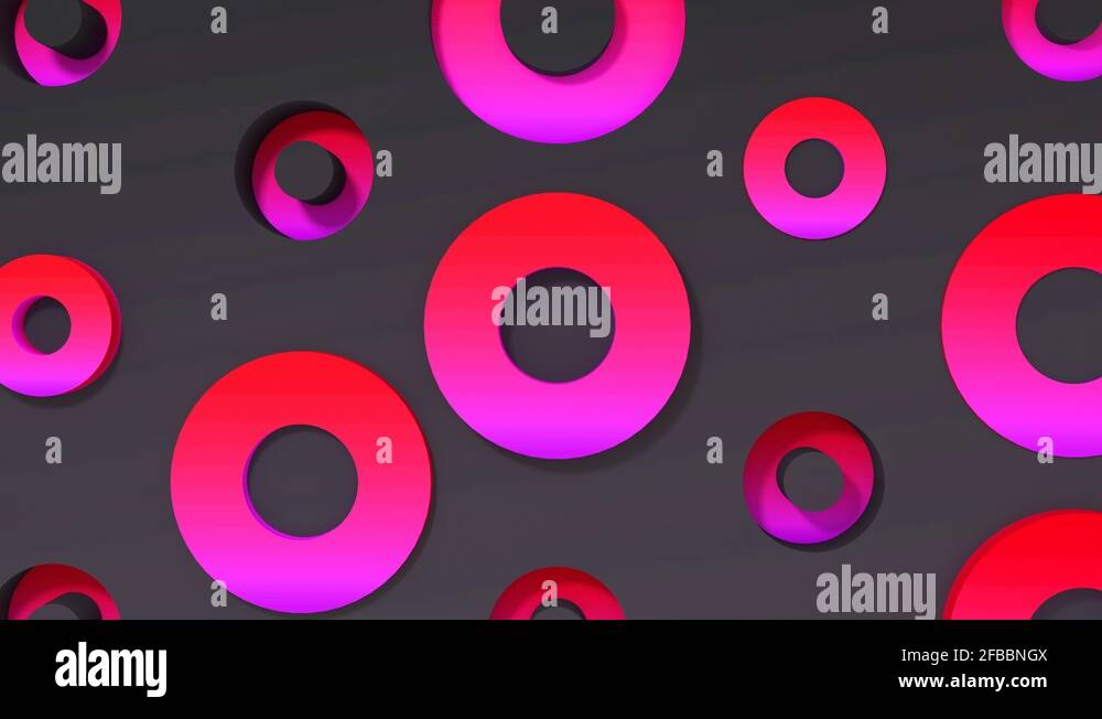 Violet circle 3d shapes geometric animation on dark background. 4k loop ...