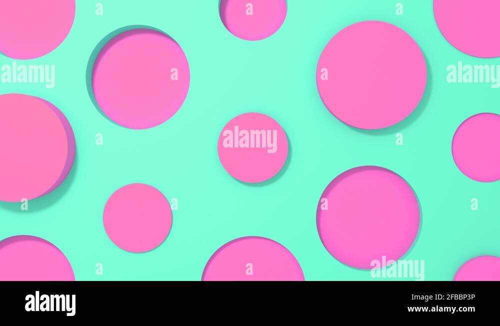Violet circle 3d shapes geometric animation on turquoise pastel ...
