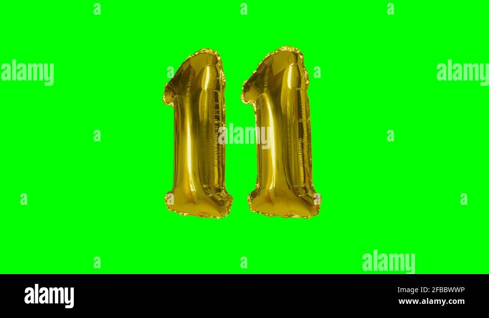 Number 11 eleven years birthday anniversary golden balloon Stock Video ...
