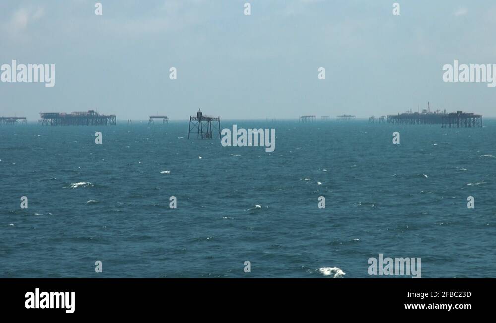 Oil Platform in Caspian Sea Offshore Oil Rig Drilling Platform Off the ...