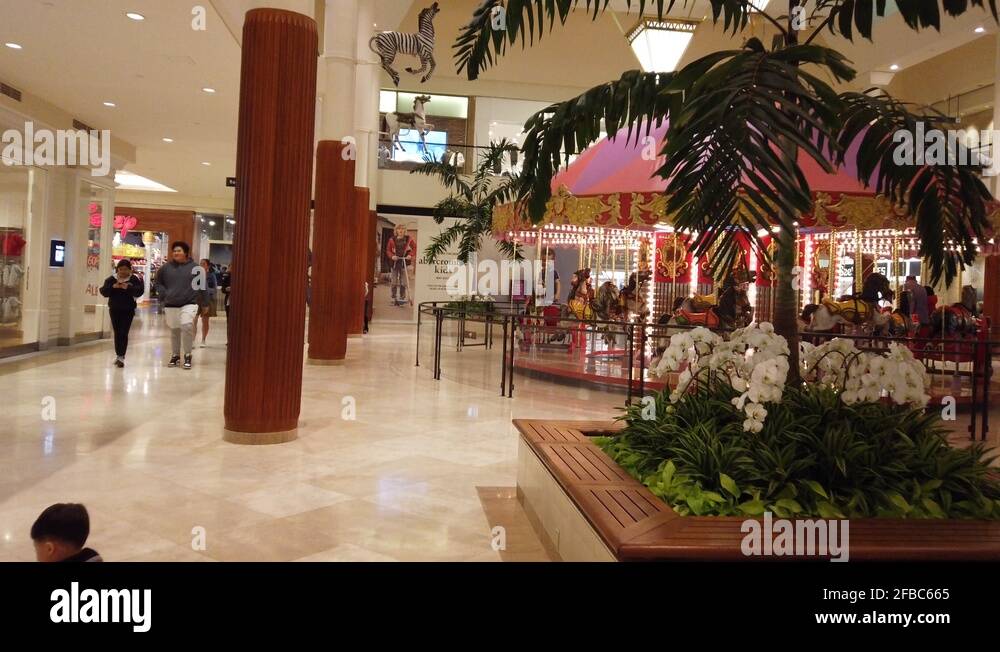 Merry-go-round carousel in South Coast Plaza luxury shopping mall ...