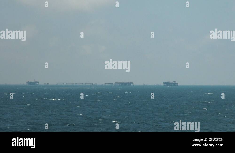 Oil Platform in Caspian Sea Offshore Oil Rig Drilling Platform Off the ...