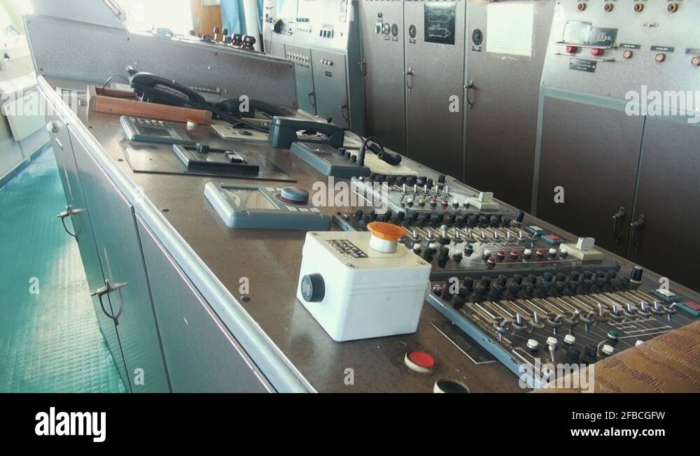 Navigation Bridge of Ship Captains Wheel, Control of the Ship, Steering ...