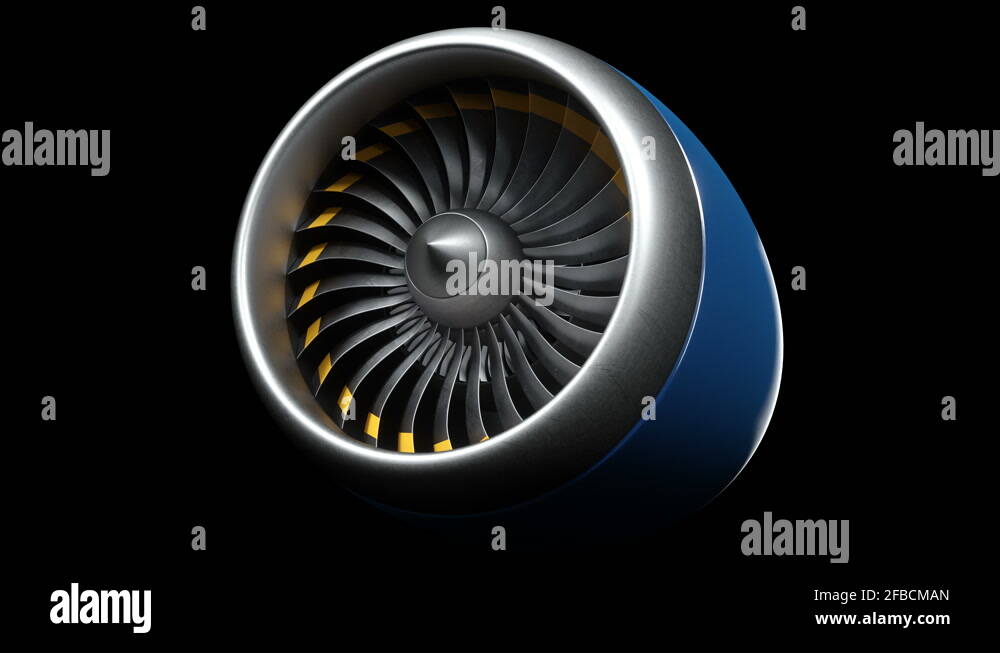 Animation jet engine, close-up view jet engine blades. Jet engine ...