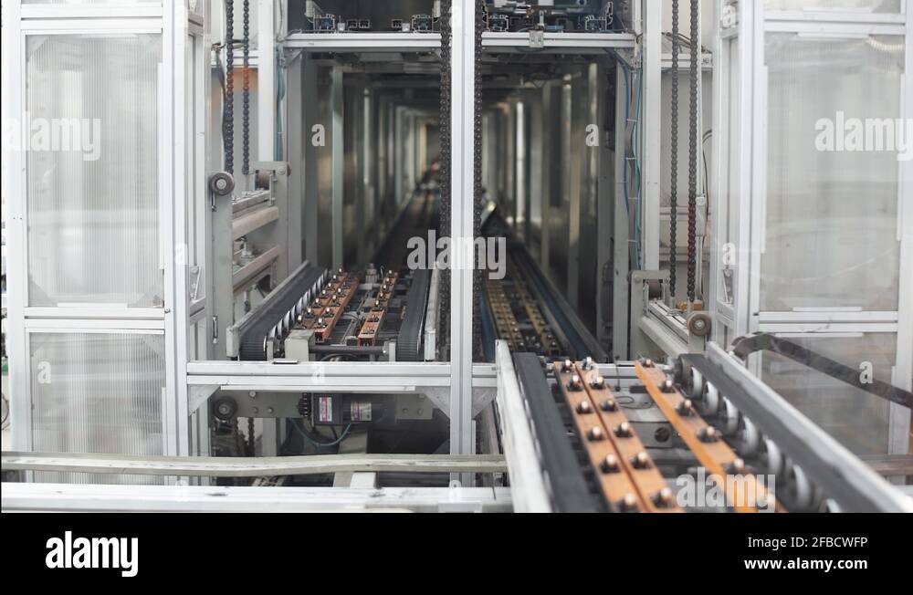 Modern production of TVs, automatic transportation process of TVs ...