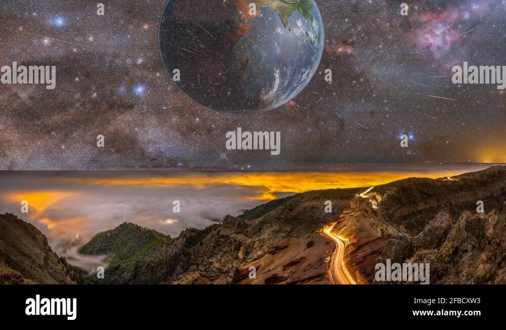 Cinemagraph of earth rotating in space with stars background Stock ...