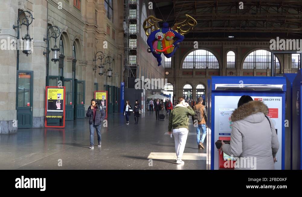 Inside Zürich Hauptbahnhof in front of SBB Machine Stock Video Footage ...