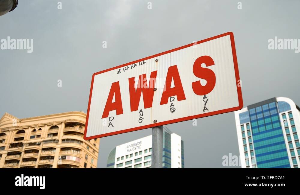 Graffiti painted on an Awas sign board Stock Video Footage - Alamy
