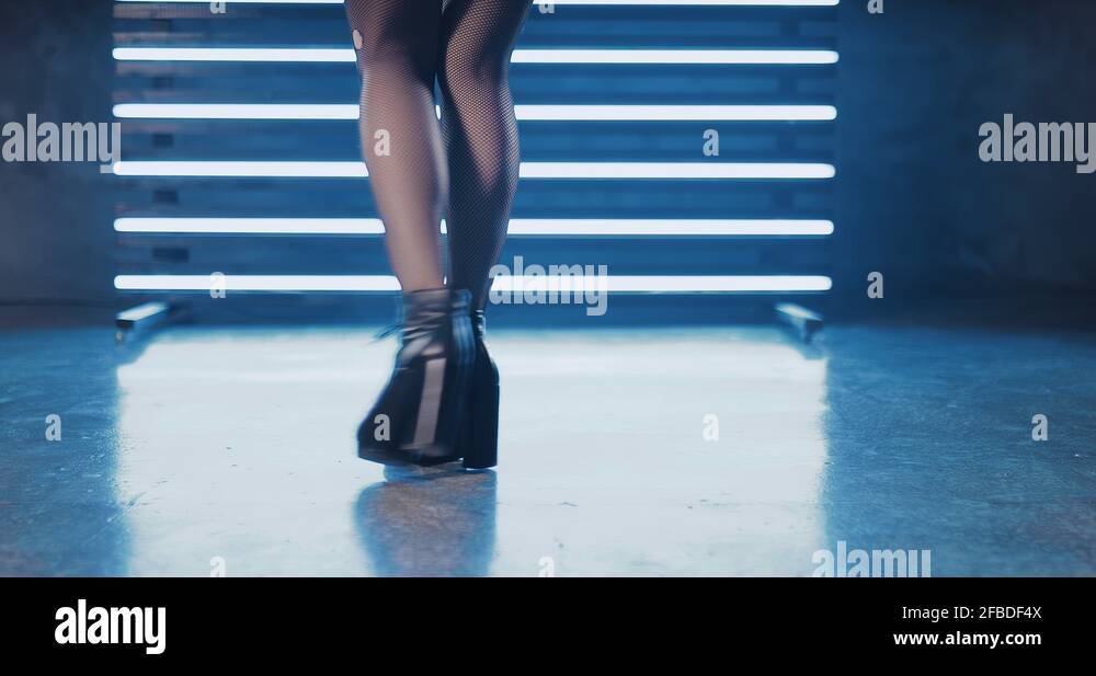 Girl dances in boots and dance steps. Close-up bottom and side Stock ...