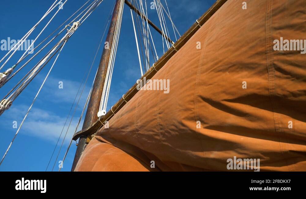 Hoisting Mainsail Mast of a Traditional Wooden Ketch Vessel Stock Video ...
