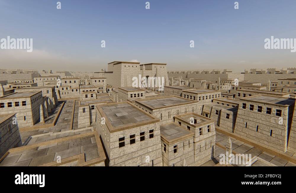 Ancient egyptian egipt anubis gods temple city complex overview 2 Stock ...