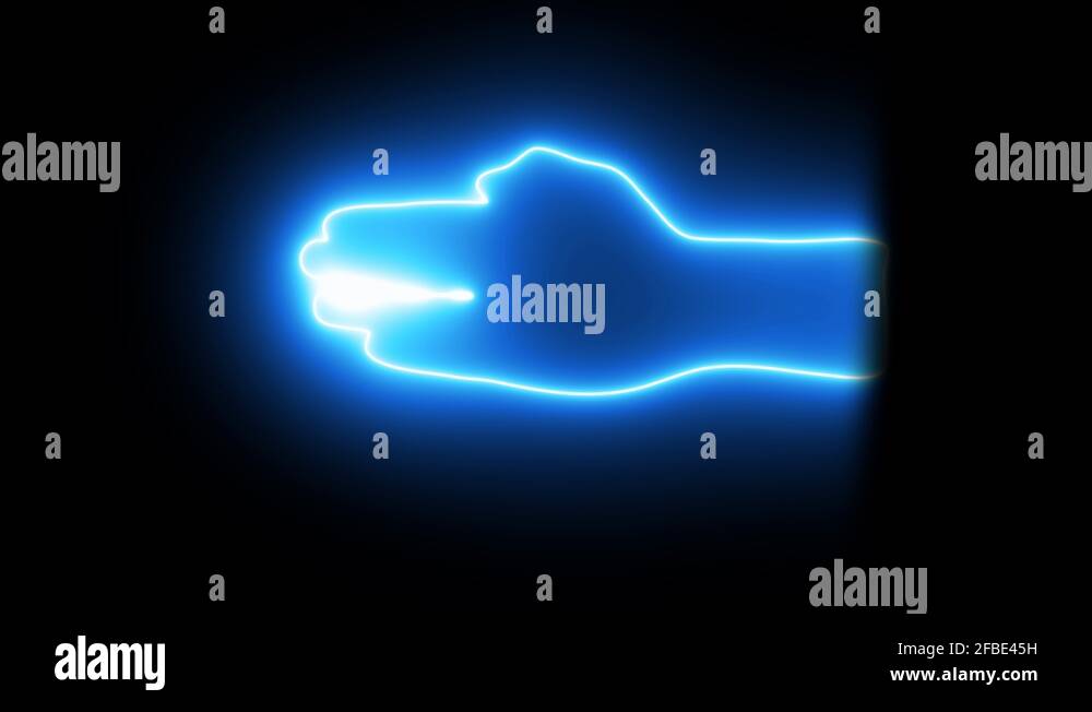Neonlight bluecolored Hand signs Spock Sign. (on Alpha) 4K Stock Video ...