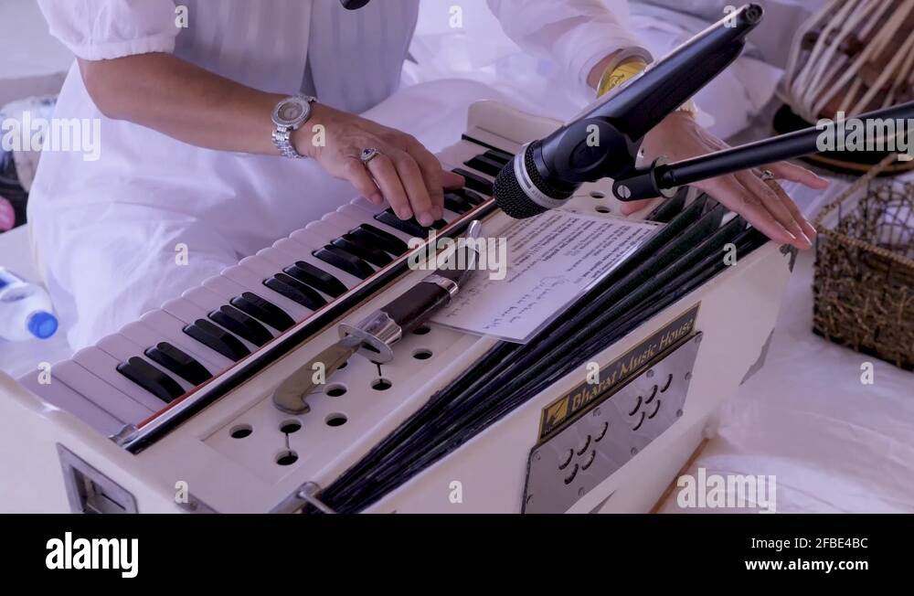 A musician playing an instrument with keys at an Indian Wedding Stock ...