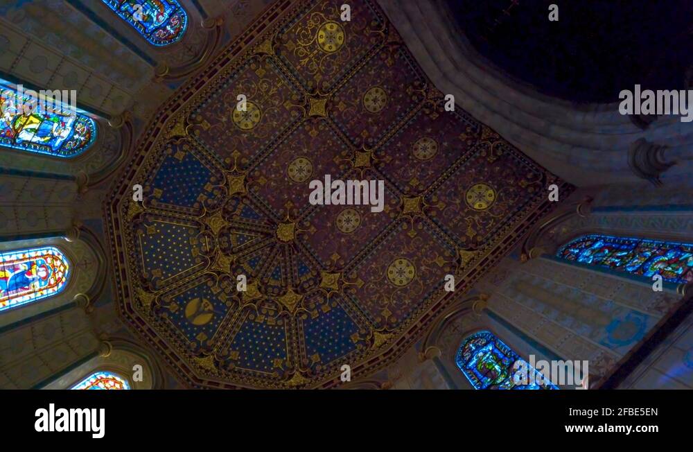 Stained glass window on the roof of the cathedral Stock Videos ...