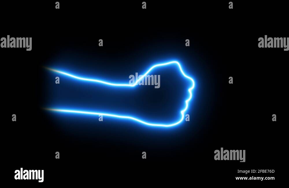 Neonlight bluecolored Hand gestures and signs a thumb up. (on Alpha) 4K ...