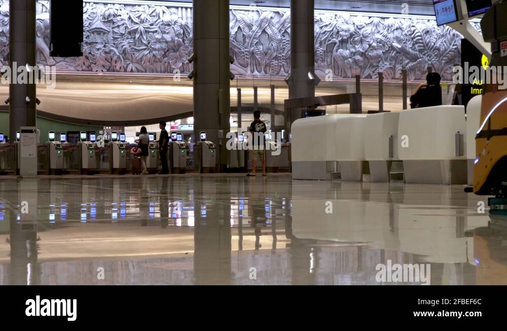 Interior view inside Singapore's Changi Airport Terminal 4 boarding ...