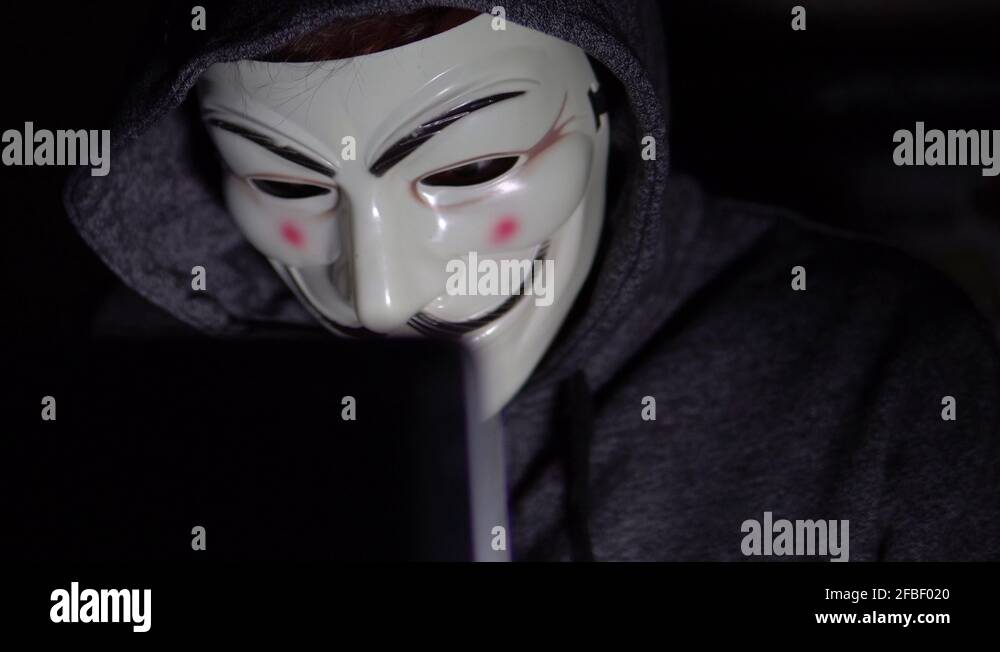 Anonymous Hacker In Front Of Computer Screen, 4K Stock Video Footage ...