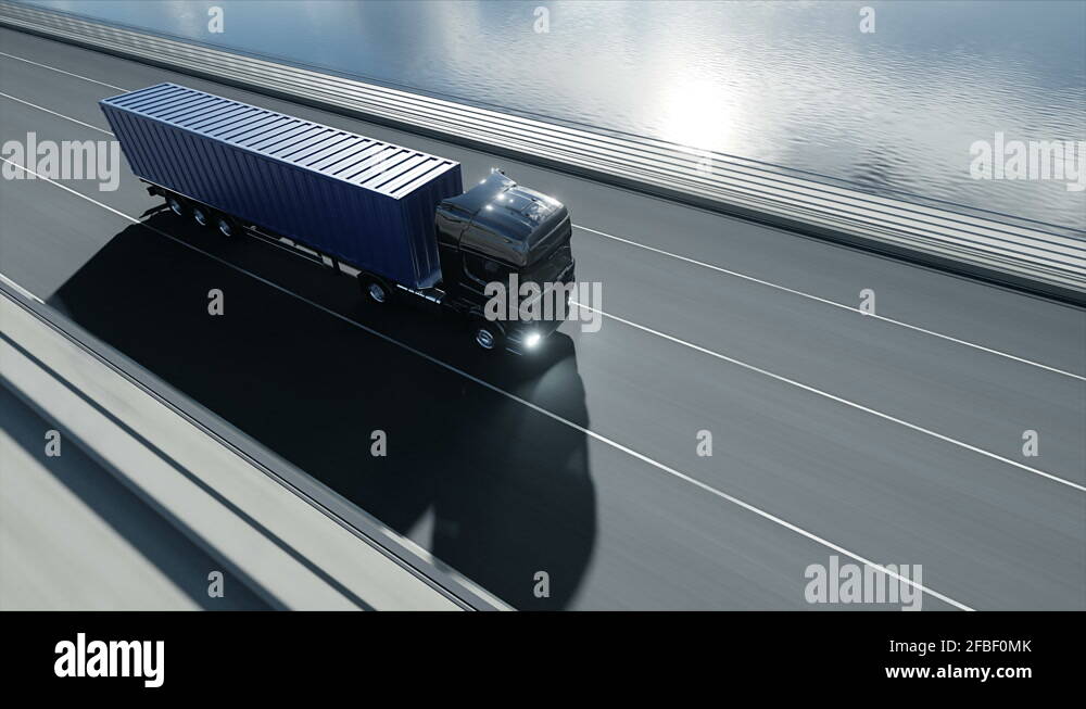 3d model of truck on the bridge. 4k animation Stock Video Footage - Alamy