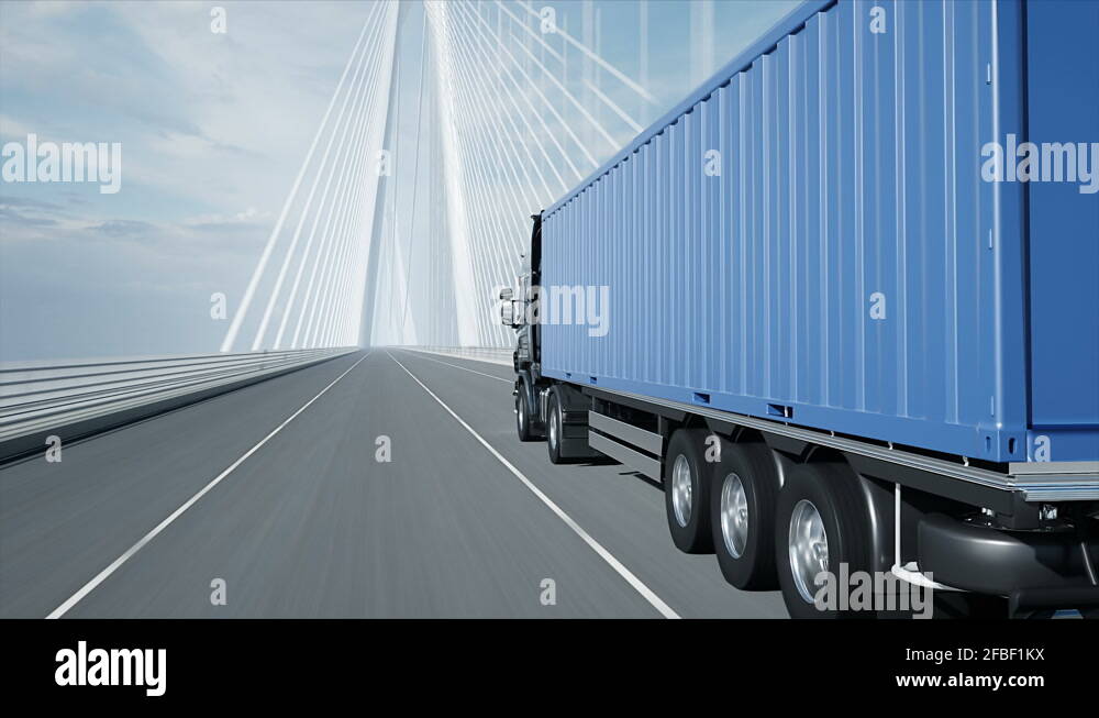 3d model of truck on the bridge. 4k animation Stock Video Footage - Alamy