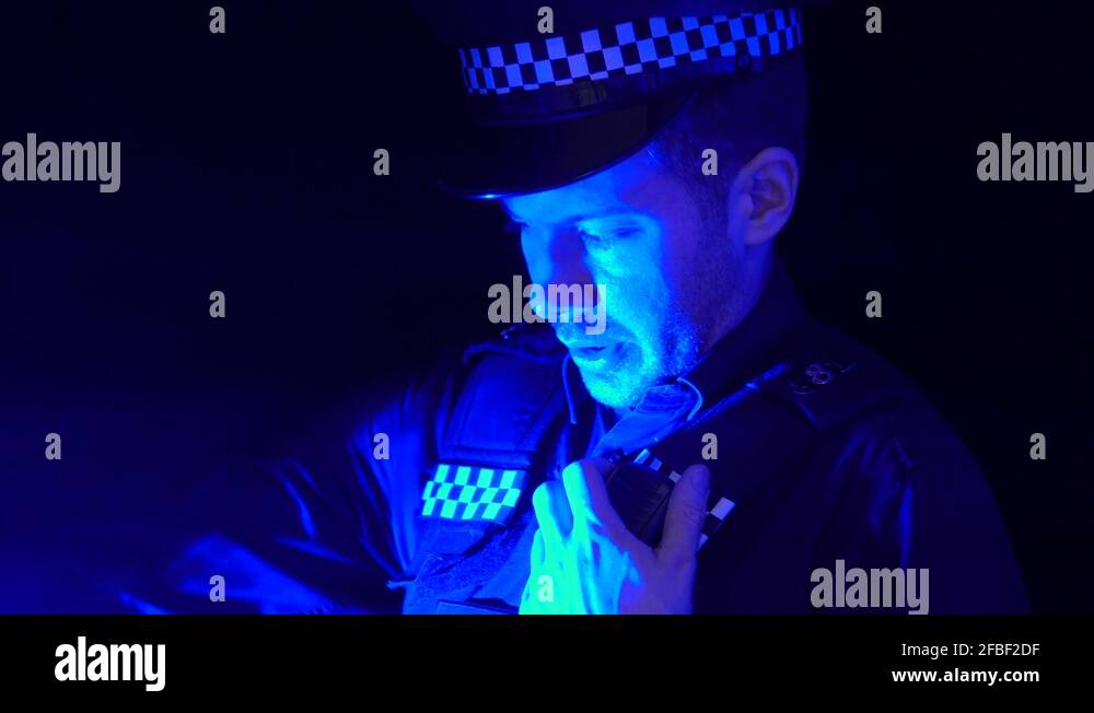 Male Police Officer Using Radio To Run License Plate Number Stock Video ...