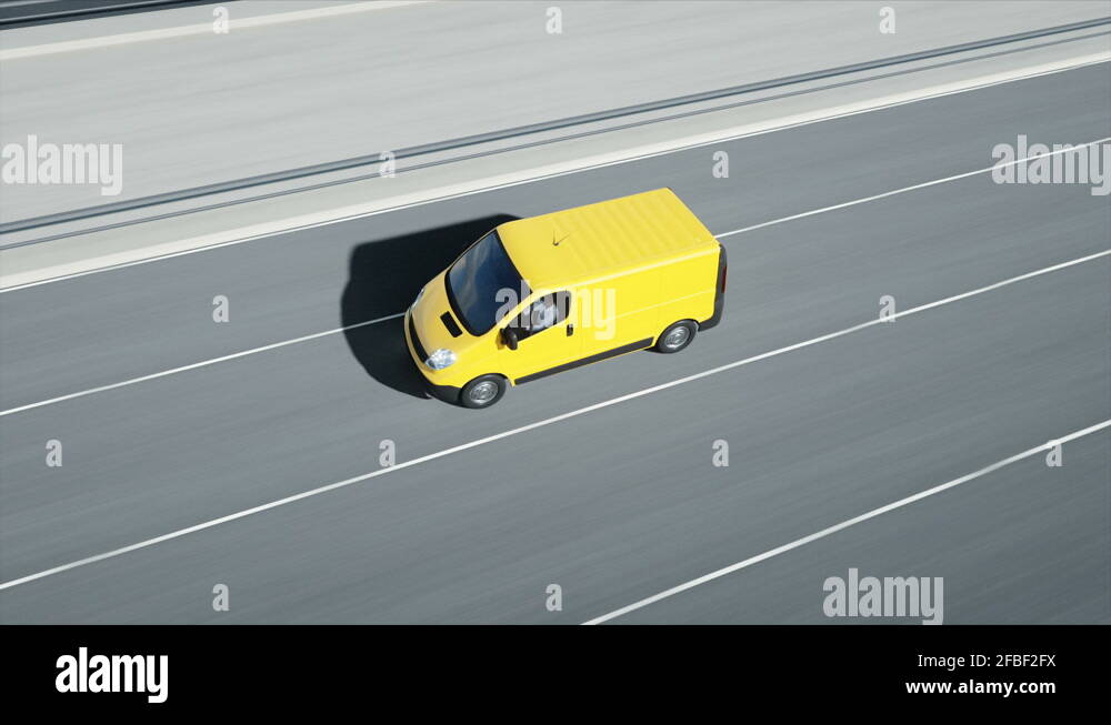 3d model of delivery car on the bridge. Very fast driving. 4k animation ...