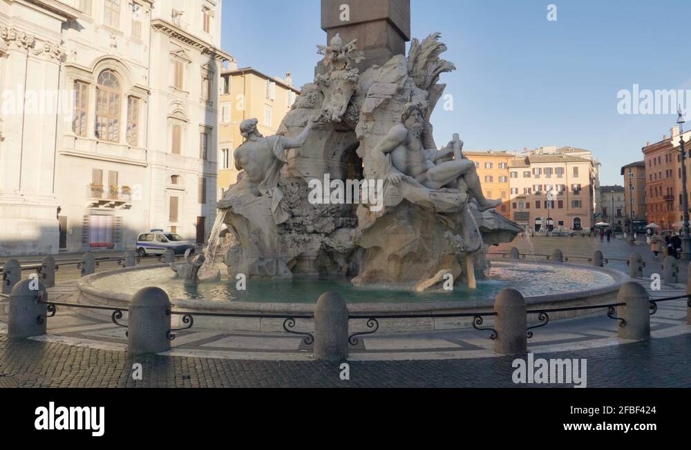 Statue of Zeus in Bernini's fountain of Four Rivers in Piazza Navona ...