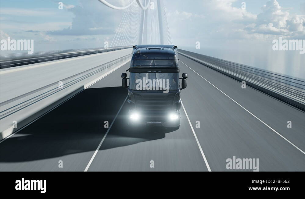 3d model of truck on the bridge. 4k animation Stock Video Footage - Alamy
