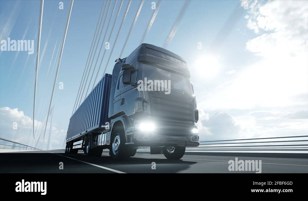 3d model of truck on the bridge. 4k animation Stock Video Footage - Alamy