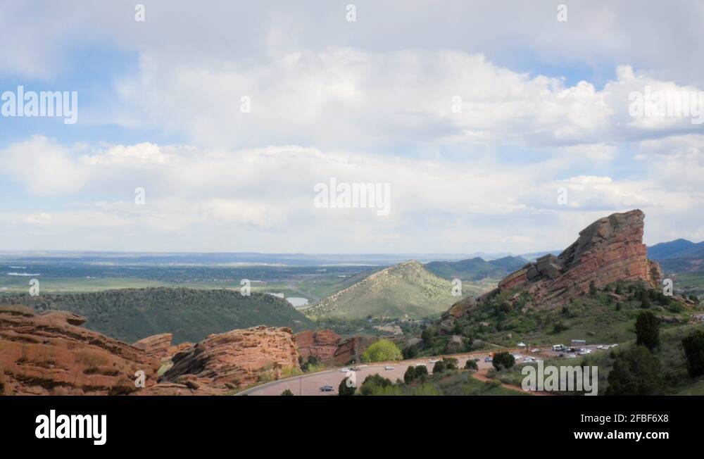Wide Shot of Red Rocks Amphitheater Parking Lot in Colorado Stock Video ...