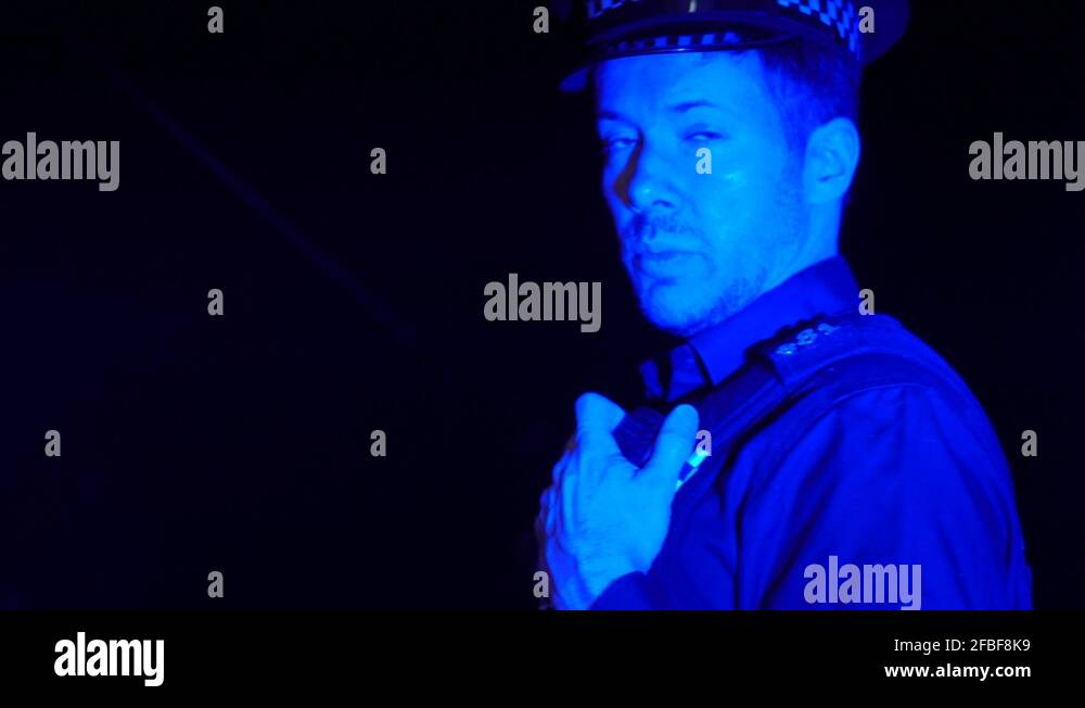 Male Police Officer Using Radio To Run License Plate Number Stock Video ...