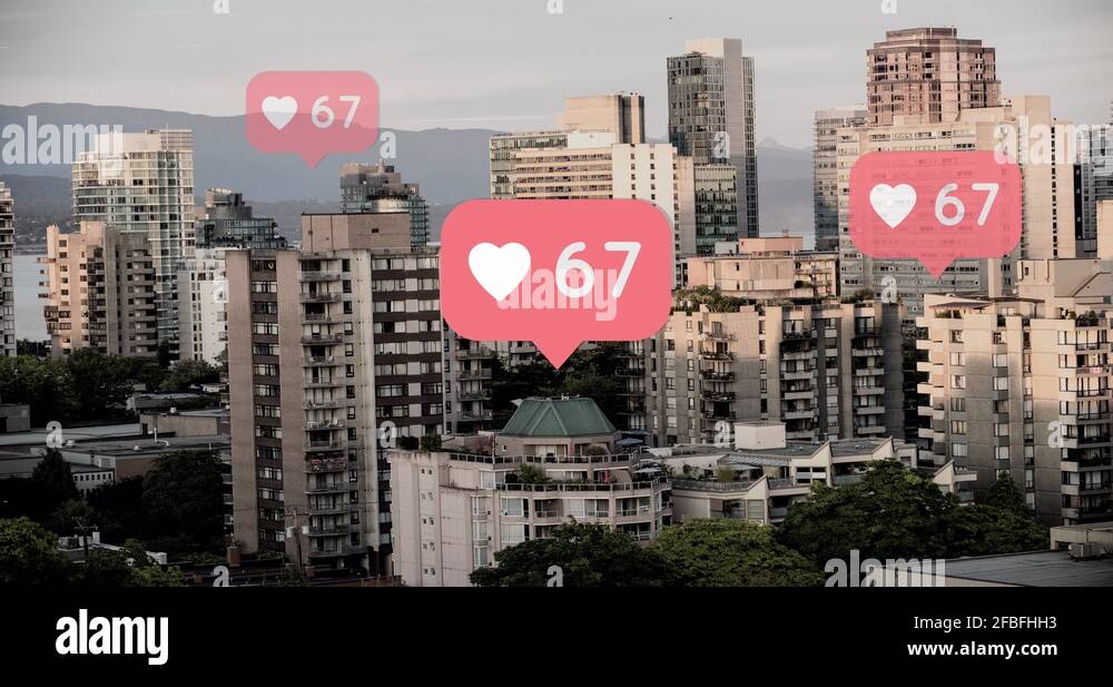 Heart icons with numbers in a city background 4k Stock Video Footage ...