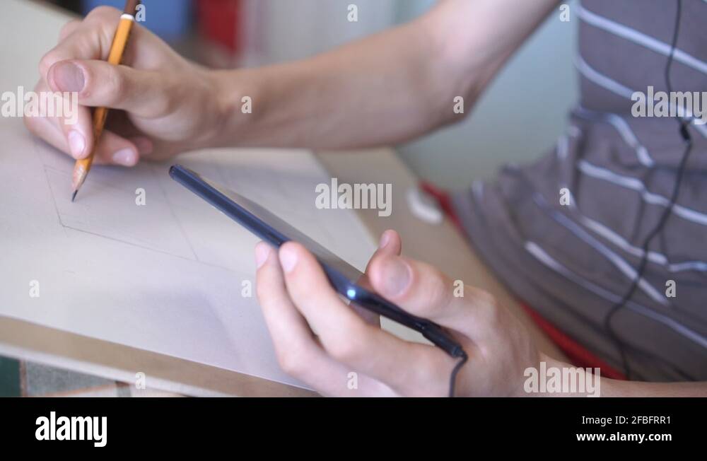 Young creative man. Pencil drawing. Creativity, art and education ...