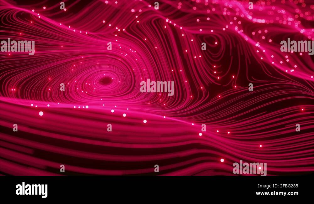 Digitalization Abstraction Waving Red Blurred Animated of Particle and ...