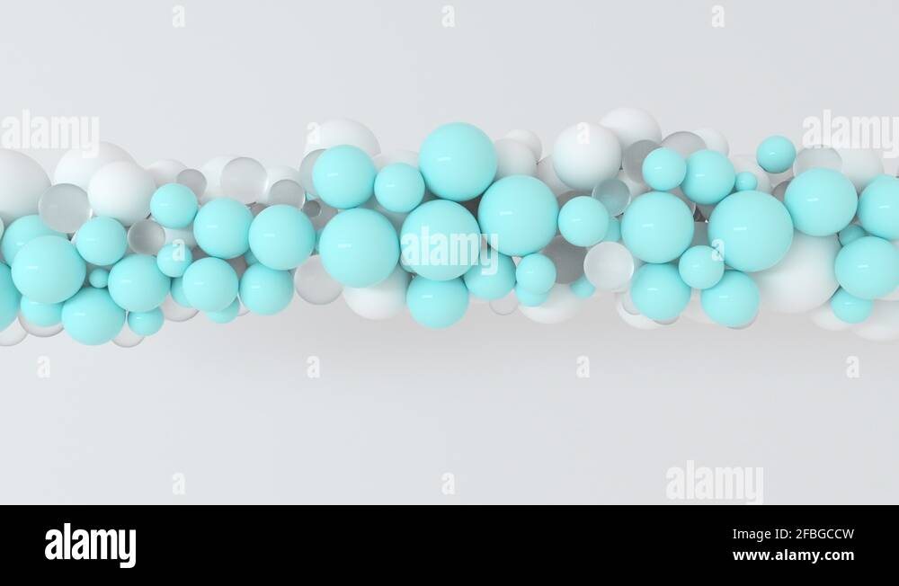 Abstract 3d balls shapes animation rotating and flying on bright ...