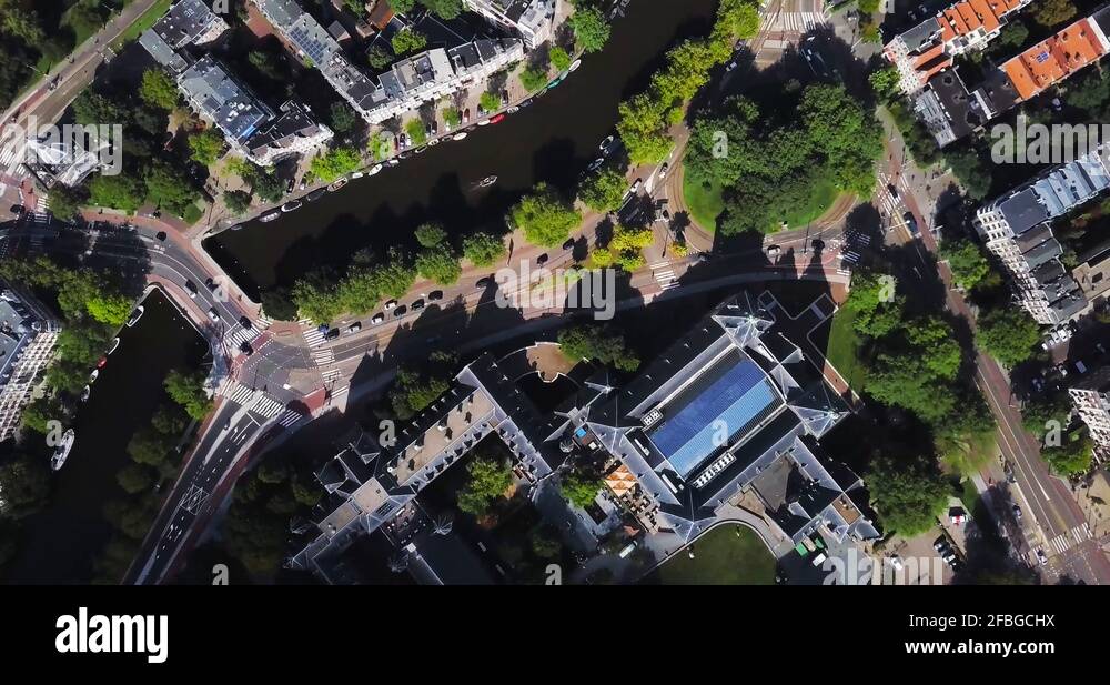 City roads and intersections of Amsterdam, Netherlands. Top Down Aerial ...