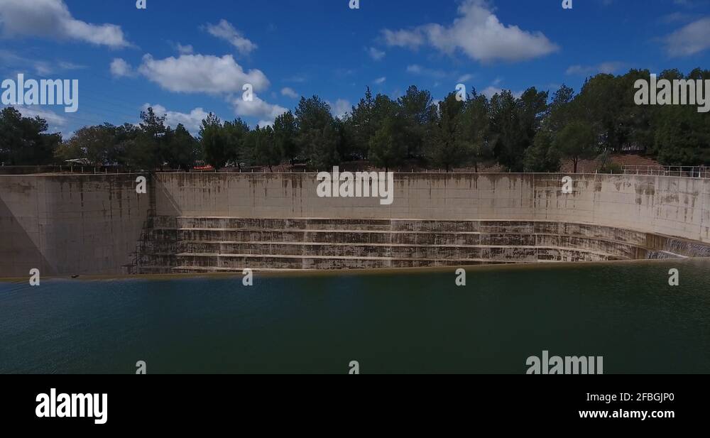 Cinematic Pov Aerial of Concrete Water Cascade Channel System and Stock ...